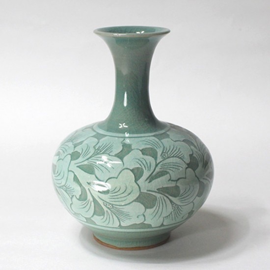 이천도자기 토비 : 도자기 쇼핑몰, 전통 생활도자기, 예쁜그릇, 도자기 그릇 - (청자) 백상감 디자인 주병